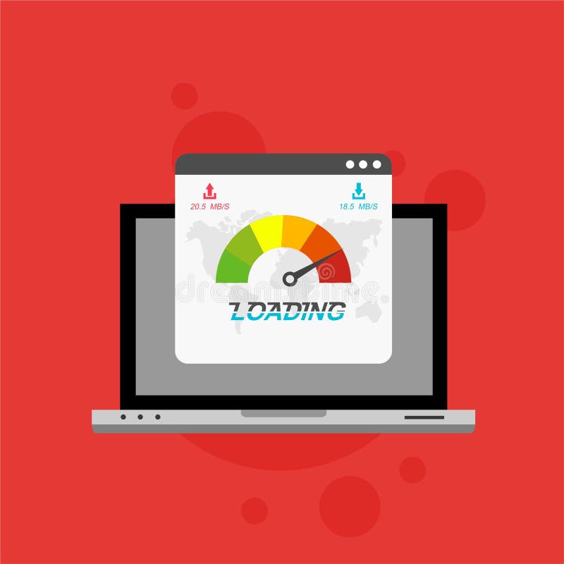 Website Loading Speed, Server Speed, Page Speed Test Flat Design Vector ...