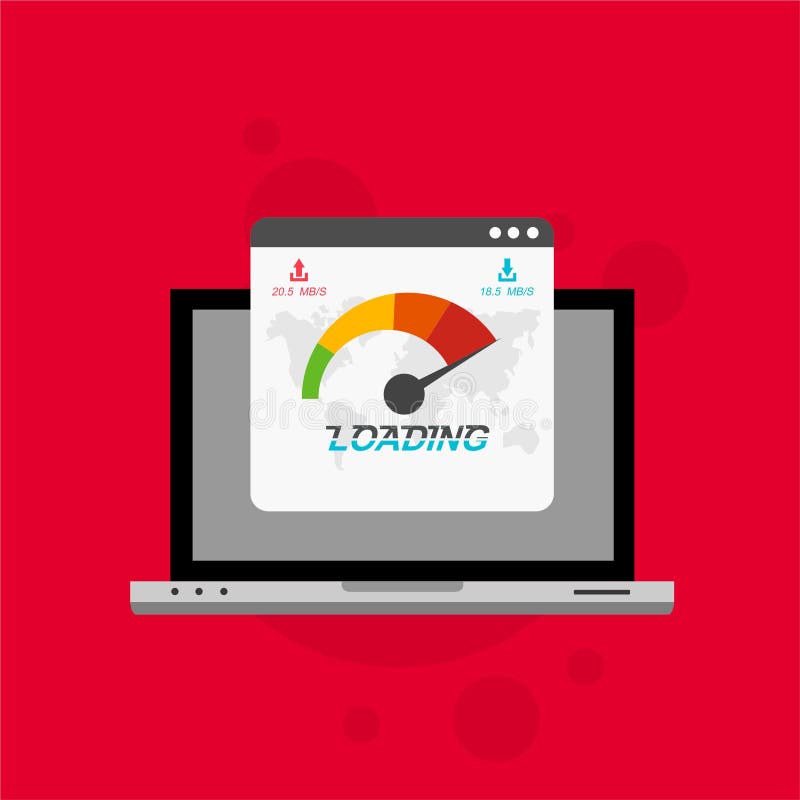 Website Loading Speed, Server Speed, Page Speed Test Flat Design Vector ...