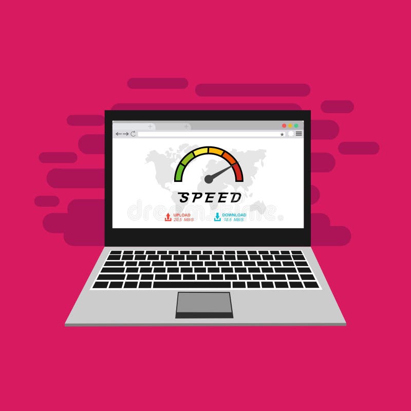 Website Loading Speed, Server Speed, Page Speed Test Flat Design Vector ...