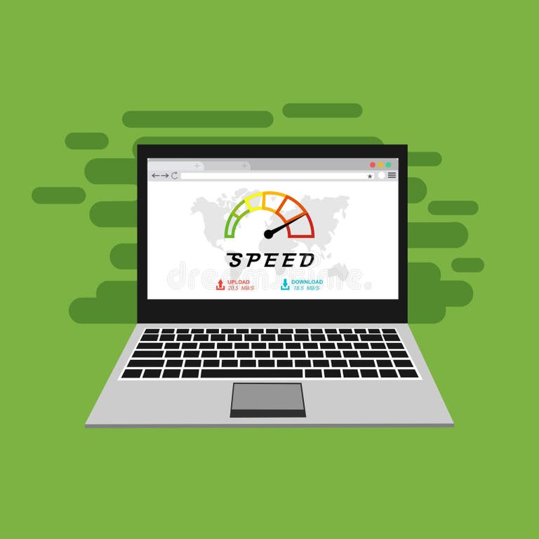 Website Loading Speed, Server Speed, Page Speed Test Flat Design Vector ...