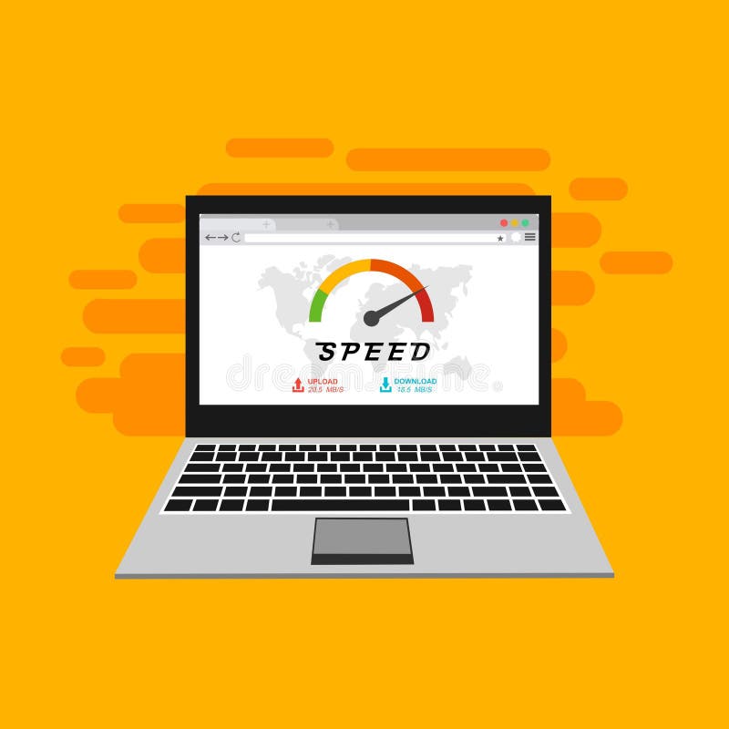 Website Loading Speed, Server Speed, Page Speed Test Flat Design Vector ...