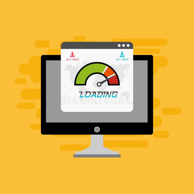 Website Loading Speed, Server Speed, Page Speed Test Flat Design Vector ...