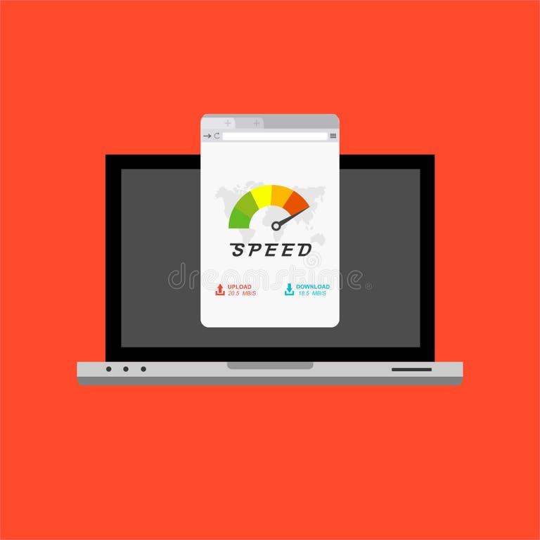 Website Loading Speed, Server Speed, Page Speed Test Flat Design Vector ...