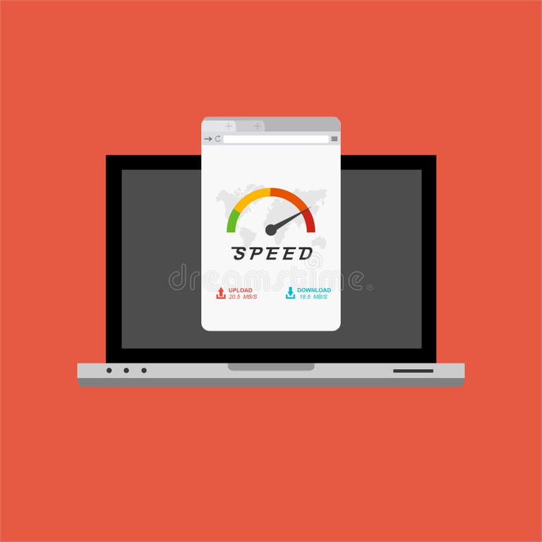 Website Loading Speed, Server Speed, Page Speed Test Flat Design Vector ...