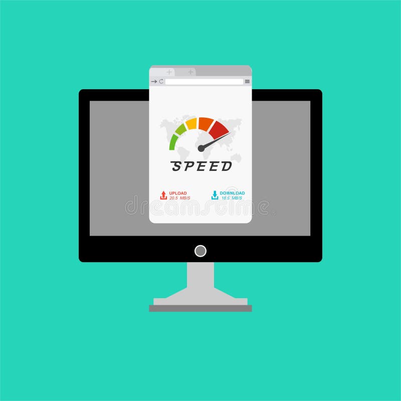 Website Loading Speed, Server Speed, Page Speed Test Flat Design Vector ...