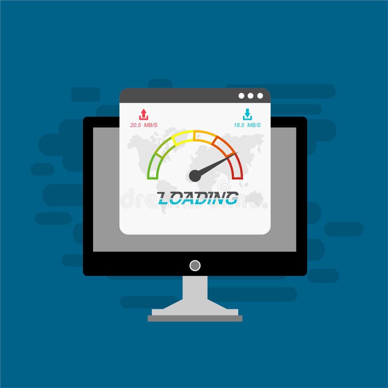Website Loading Speed, Server Speed, Page Speed Test Flat Design Vector ...