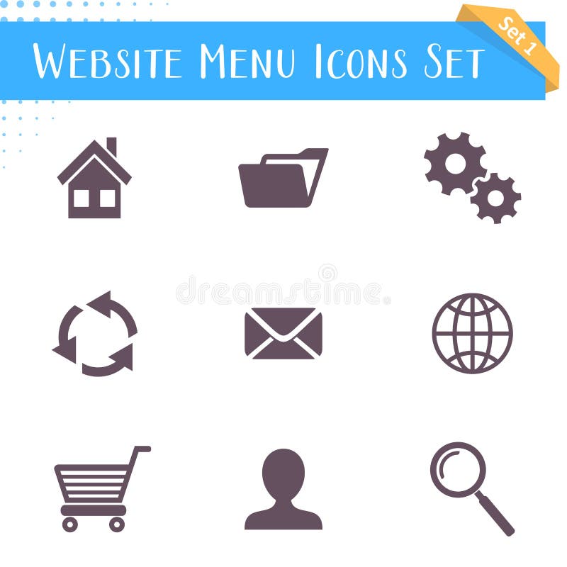 Website menu icons stock vector. Illustration of globe - 50528335