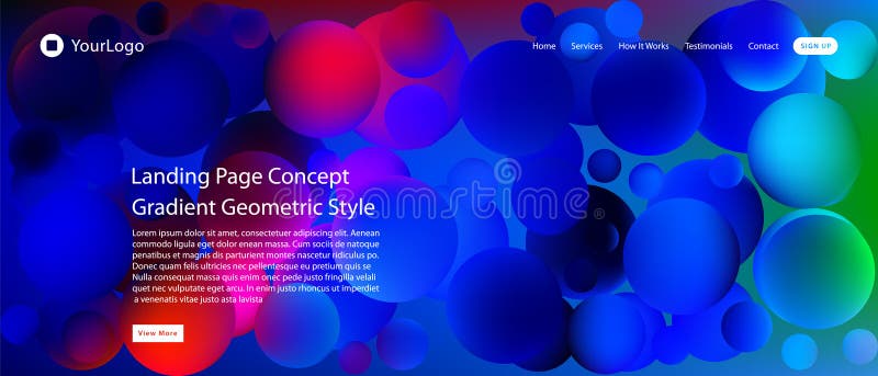 Website or Mobile App Landing Page with Illustration of Abstract ...