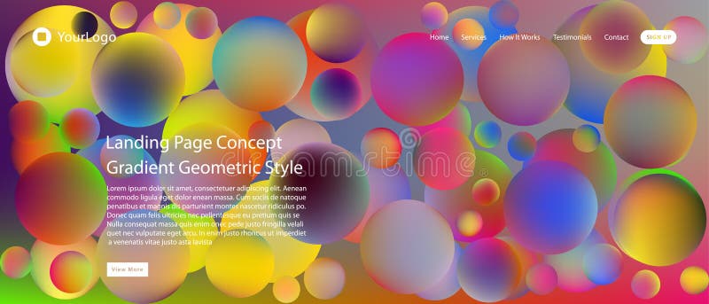 Website or Mobile App Landing Page with Illustration of Abstract ...