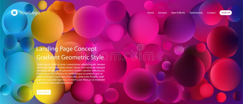 Website or Mobile App Landing Page with Illustration of Abstract ...