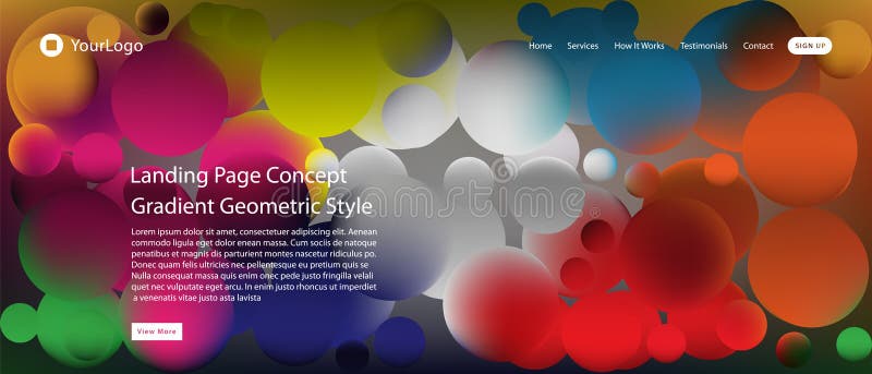 Website or Mobile App Landing Page with Illustration of Abstract ...