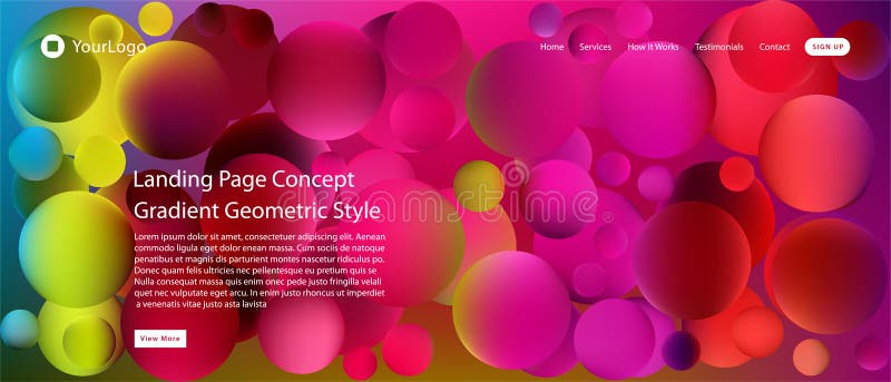 Website or Mobile App Landing Page with Illustration of Abstract ...