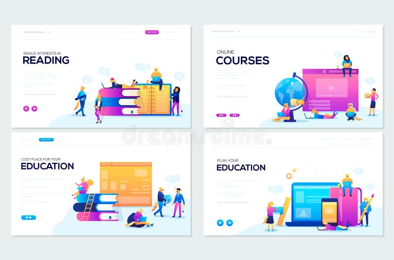 Set of Web Page for Distance Education, E-learning, Online Courses ...