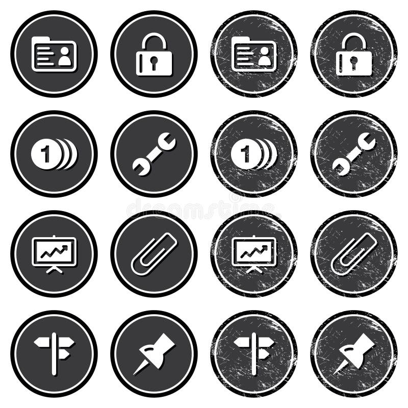 Website Navigation Icons on Retro Labels Set Stock Illustration ...