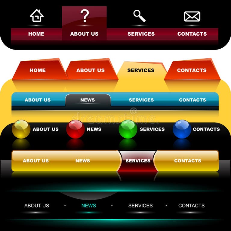 Editable Website Navigation Templates Stock Illustrations – 369 ...