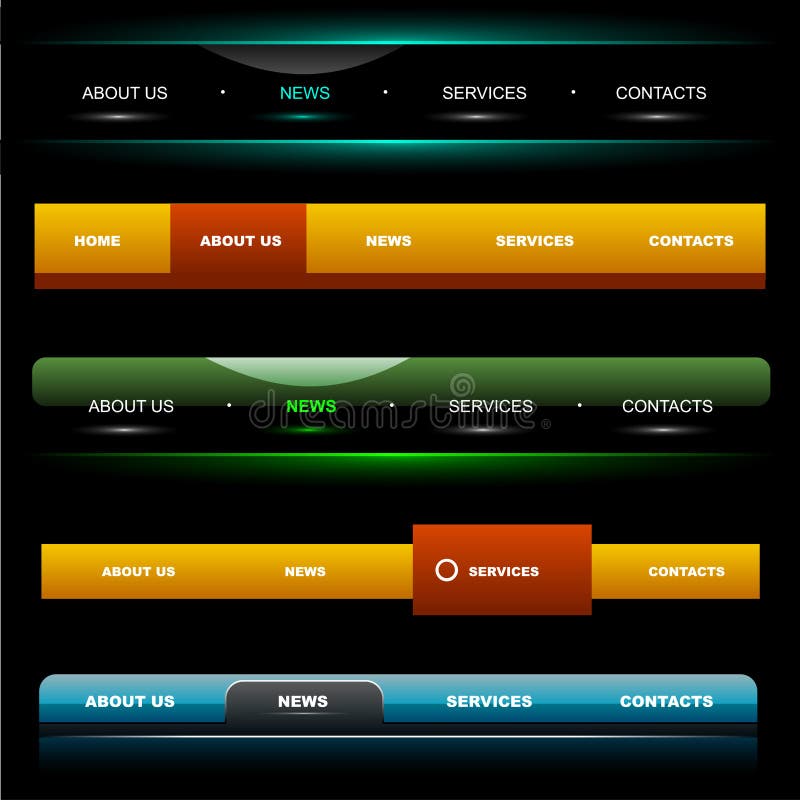 Website Navigation Templates 4 Stock Vector - Illustration of commerce ...