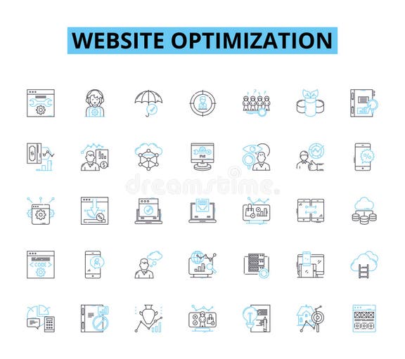 Website Optimization Linear Icons Set. Analytics, Conversion, Keywords ...