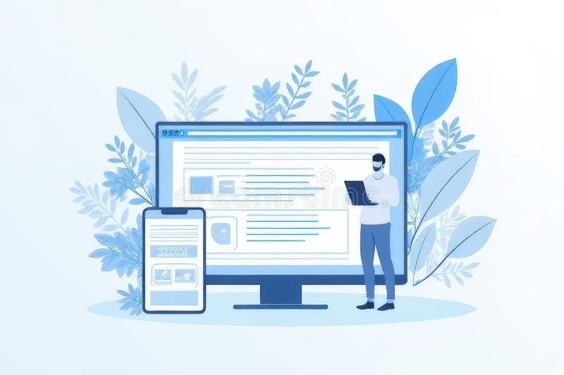 Website Optimization Minimalist Design Stock Illustration ...