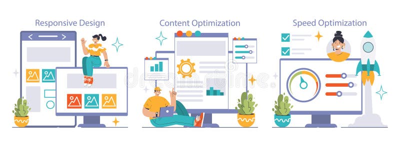 Website Optimization Set. Tailoring User-friendly Web Interfaces, Stock ...