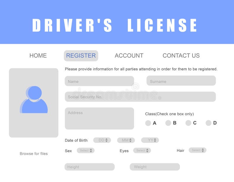 Driver`s License Application Form Made in Colors Stock Illustration ...