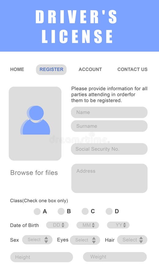 Driver`s License Application Form Made in Colors Stock Illustration - Illustration of department ...