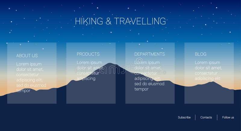 Website Page Template with Mountains Background Stock Vector ...