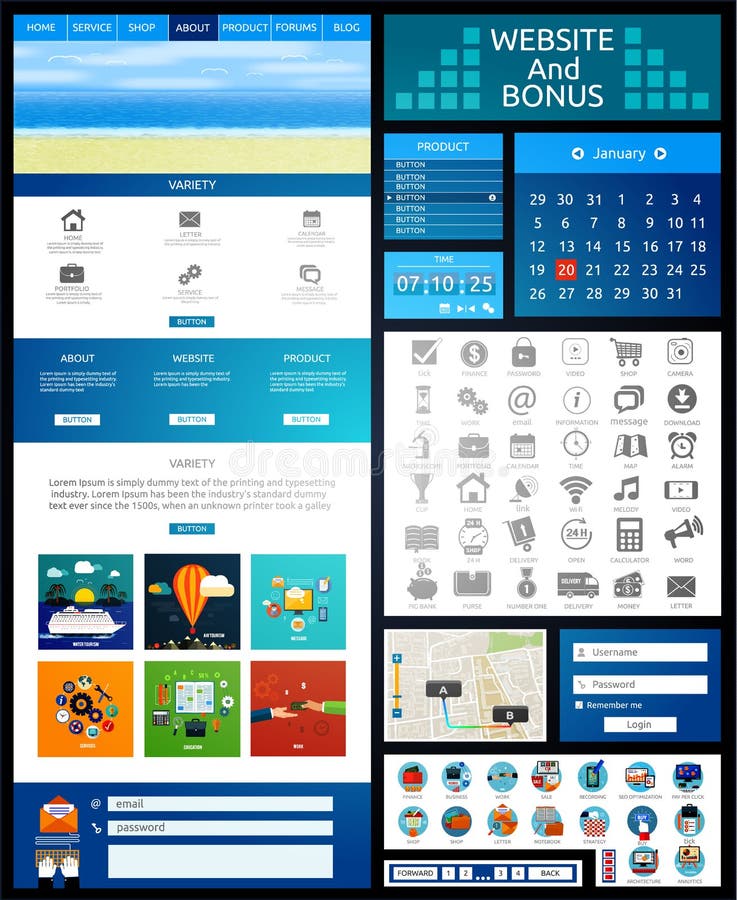 Website Page Template. Web Design Stock Vector - Illustration of ...