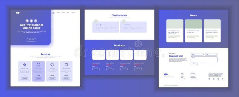 Website Page Set Design Vector. Responsive Web Pages Design Concept. UX ...