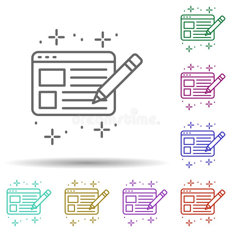 Website Pencil Multi Color Icon. Simple Thin Line, Outline Vector of ...