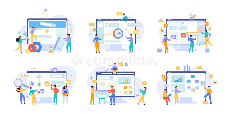 Website Performance and Business Analytics Vector Illustrations Set ...