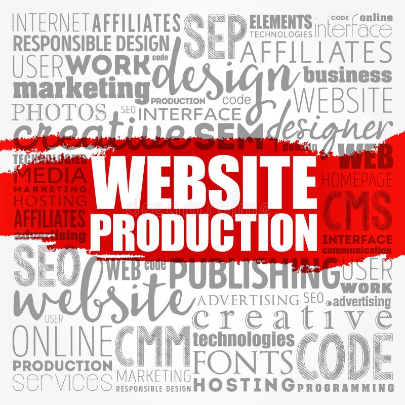 Website Production Process Word Cloud, Technology Concept Background ...