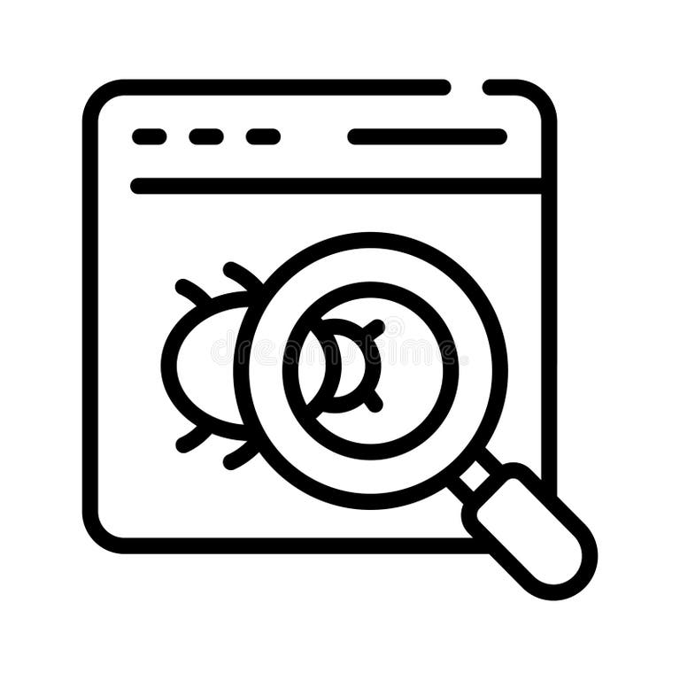 Website Programming, Bug Finding. Developer with Magnifier Stock Vector ...