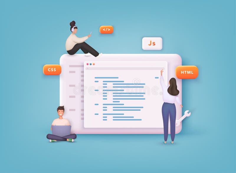 Website Programming And Coding Web Development And Coding Stock Vector Illustration Of