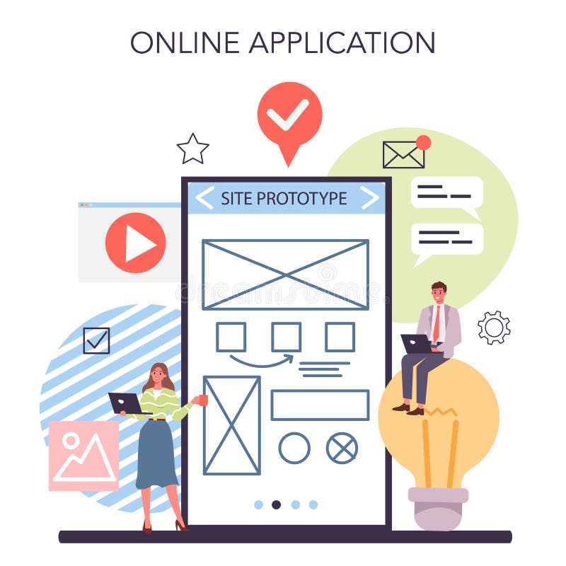 Website Prototyping Online Service or Platform. Web Page Modeling Stock ...