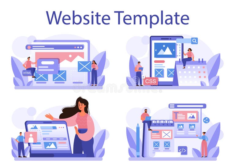 Website Prototyping Set. Web Page Modeling, Interface Development Stock Vector - Illustration of ...