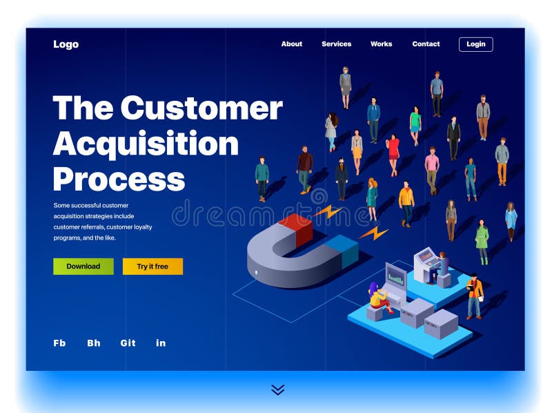 Website Providing the Service of the Customer Acquisition Process Stock ...