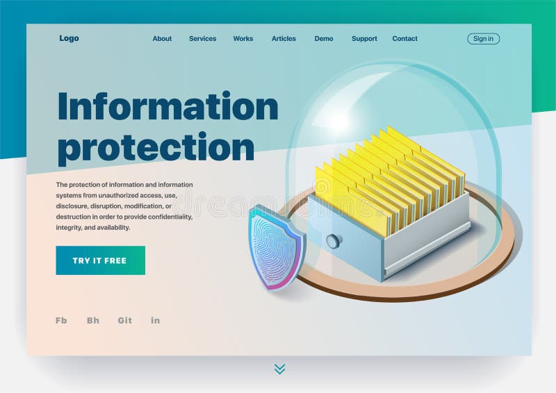 Website Providing the Service of Information Protection Stock Vector ...