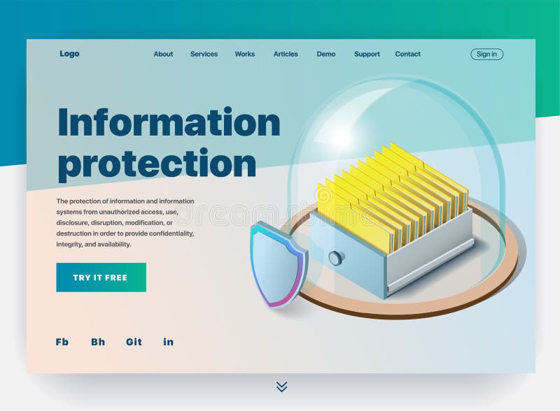Website Providing the Service of Information Protection Stock Vector ...