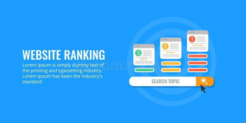Website Ranking Concept for Search Engine Optimization. Flat Banner ...