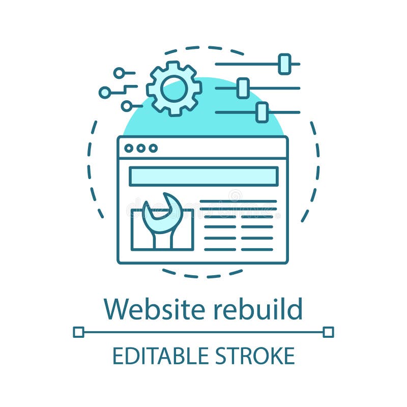 Website Rebuild Concept Icon Stock Vector - Illustration of outline ...