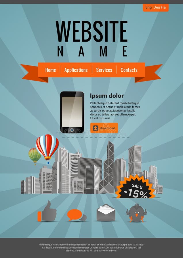 Website retro design stock vector. Illustration of blue - 25478563