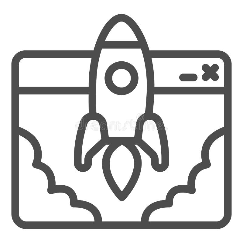 Website and Rocket Launch Line Icon, Startup Concept, Site Launch Sign ...