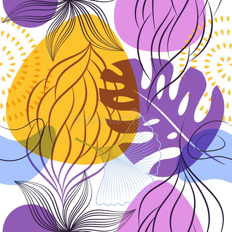 Website Seamless Pattern with Leaves and Flowers Stock Vector ...