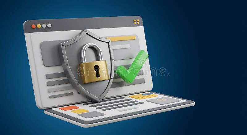 Website Security Concept Featuring Laptop with Lock and Shield ...