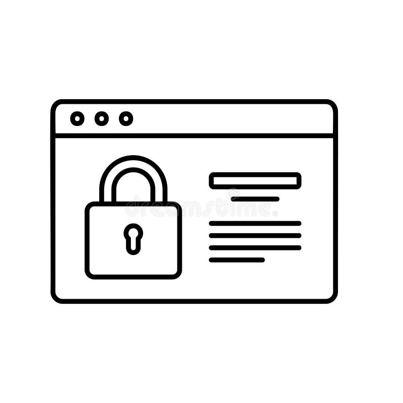 Website Security Icon for Privacy Guard with Padlock and Text Stock ...