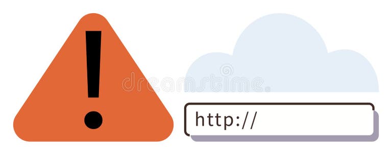 Website Security Warning with Exclamation Mark and Cloud Element Stock ...