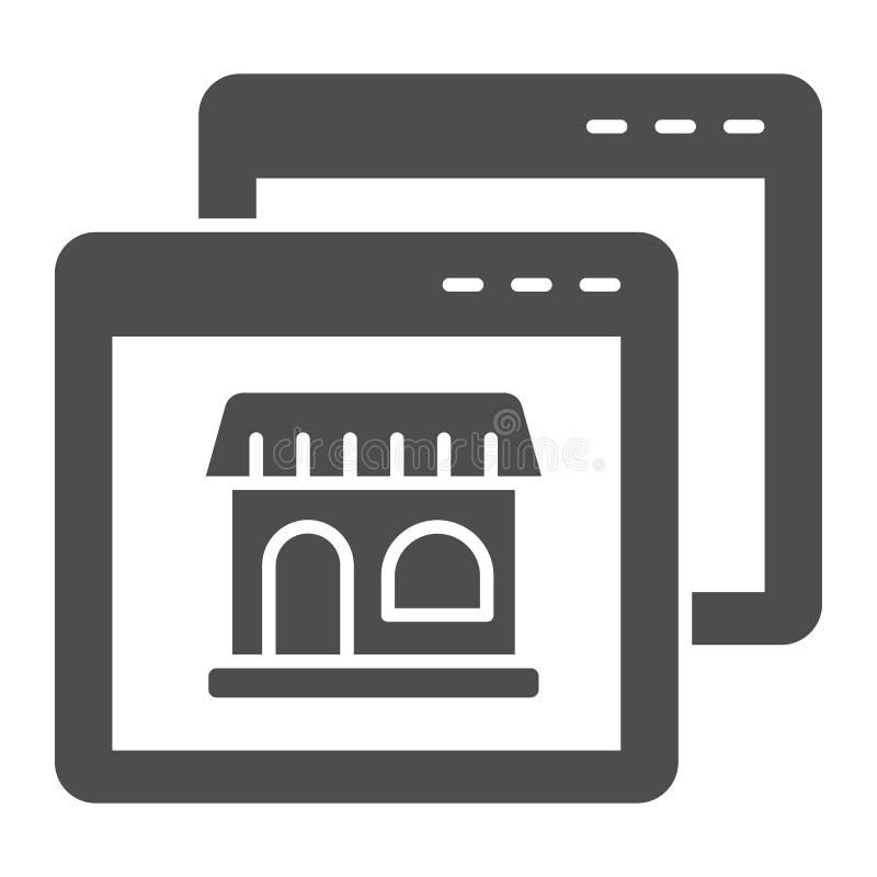 Website with Shop Solid Icon. Browser with Store Vector Illustration ...