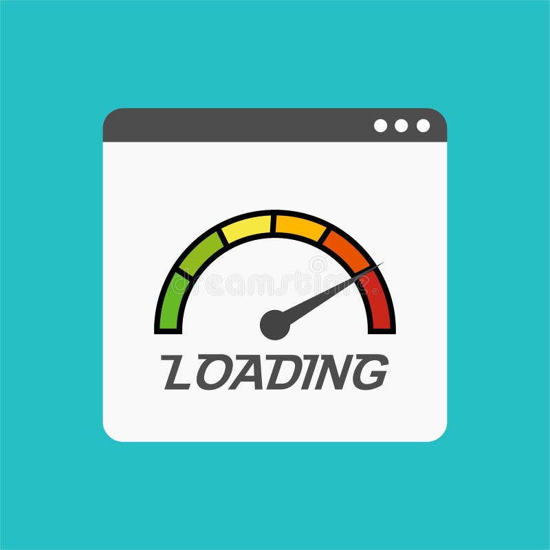 Website Speed Loading Time. Web Browser with Speedometer Test Showing ...