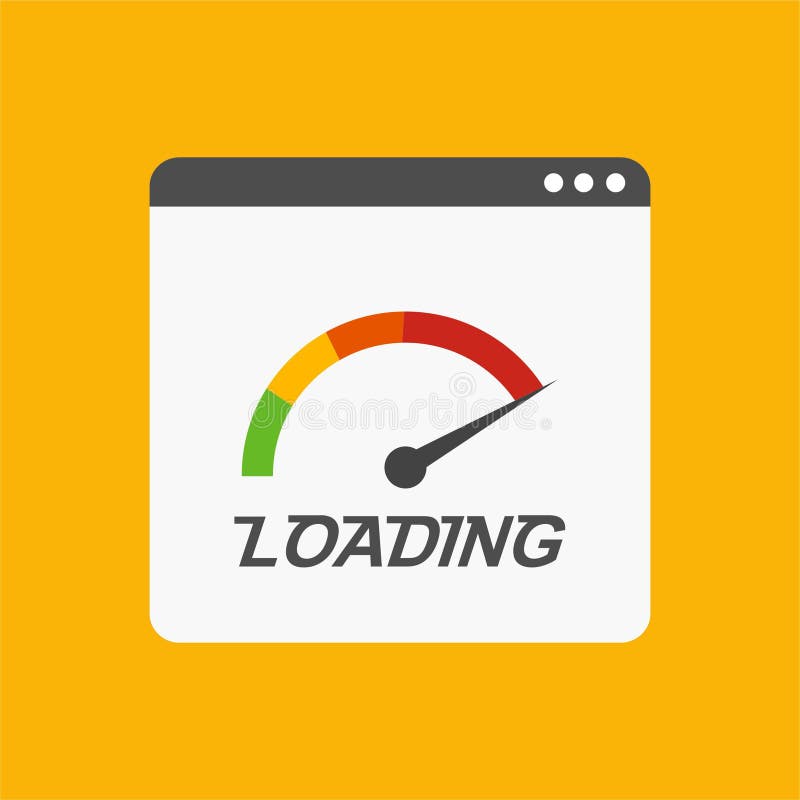 Website Speed Loading Time. Web Browser with Speedometer Test Showing ...