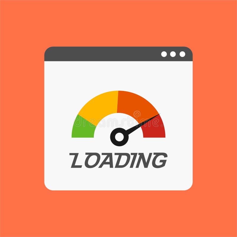 Website Speed Loading Time. Web Browser with Speedometer Test Showing ...